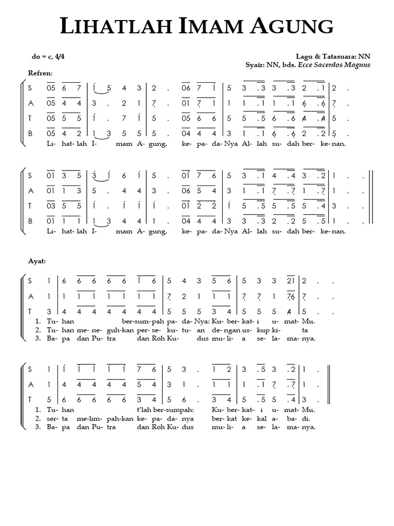 Lirik Lagu "Lihatlah Imam Agung" | PDF
