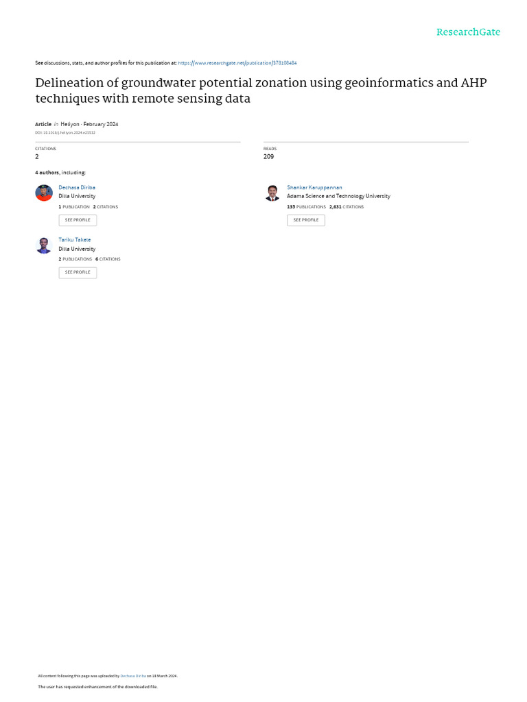 Zonation Groundwater Potential Using GIS & AHP | PDF | Receiver Operating Characteristic ...