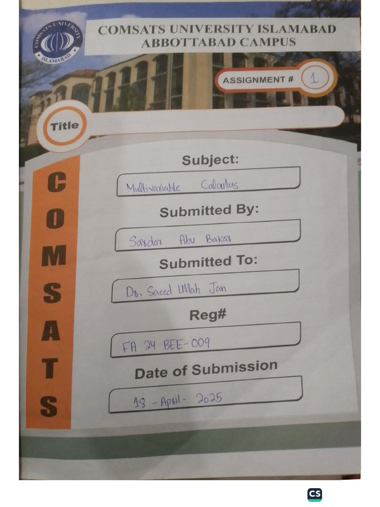 Compressed Calculus Ass No 1 | PDF