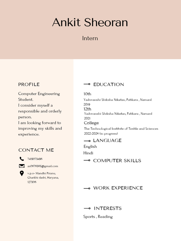 Ankit Sheoran Cv Resume | PDF