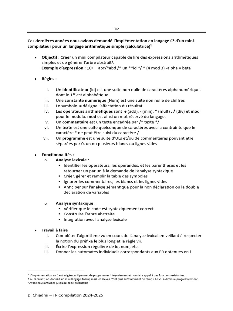 TP Compil | PDF | Analyse syntaxique | Programme informatique