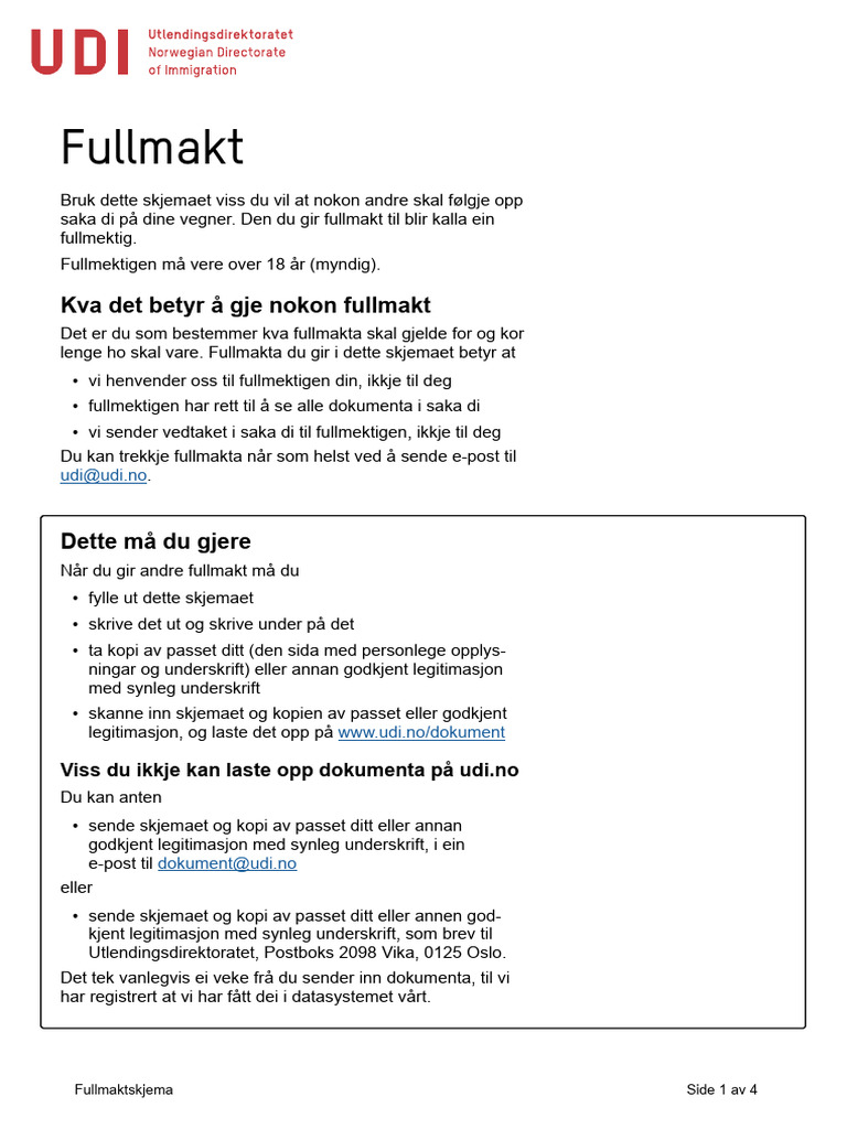 fullmakt udi | PDF