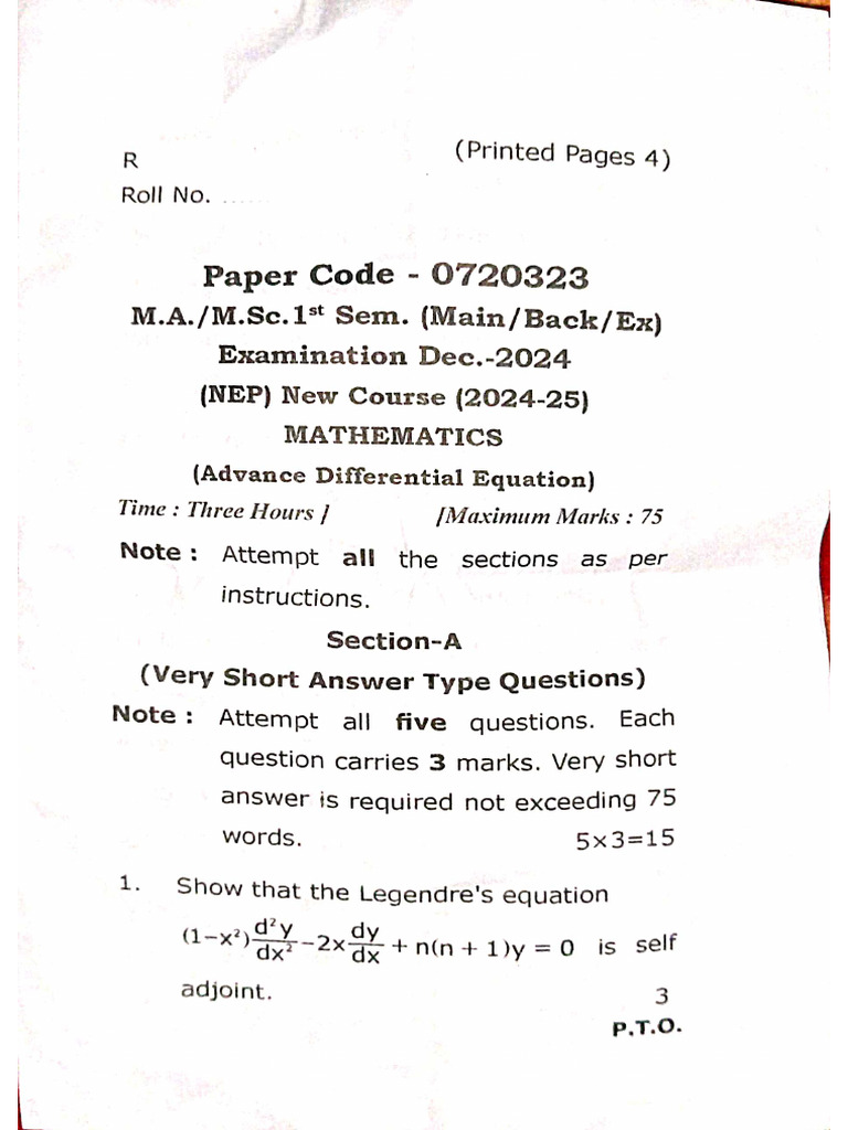 Advance Differential Equations Paper | PDF