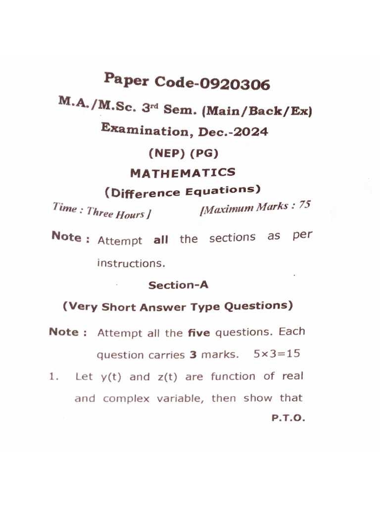 Difference Equation Paper | PDF