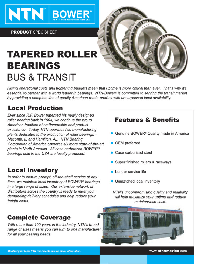 Bus and Transit Spec Sheet Tapered Roller Bearings Bus 0908-1 Lowres | PDF