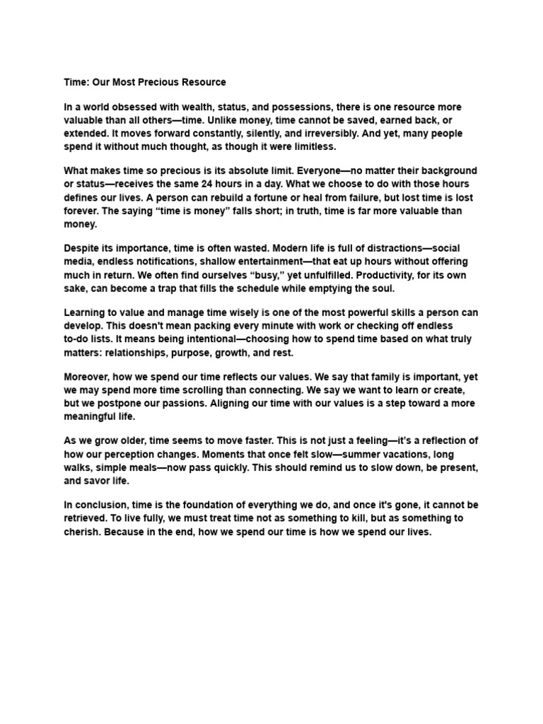 Time - Our Most Precious Resource | PDF