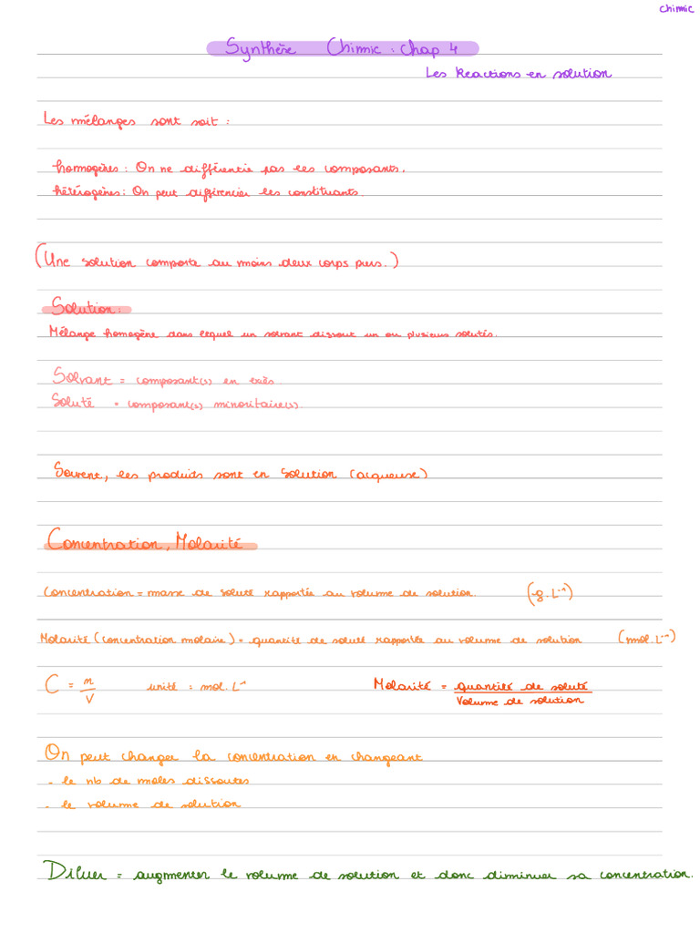 Synthèse Chimie Chap4 | PDF