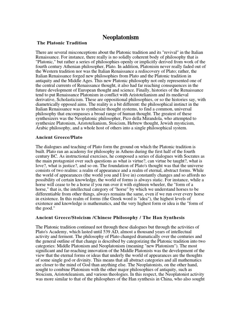 Neoplatonism Ficino, Renaissance | PDF | Neoplatonism | Platonism