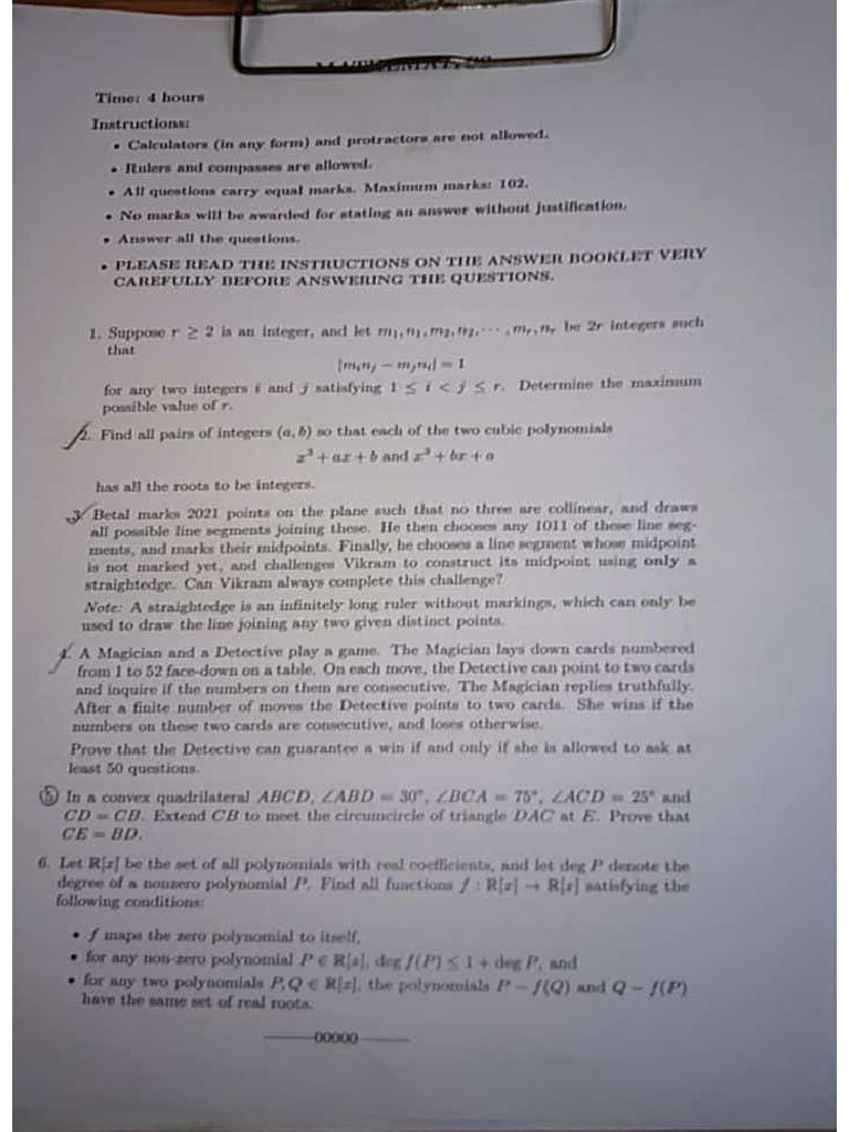 Inmo Question Paper | PDF