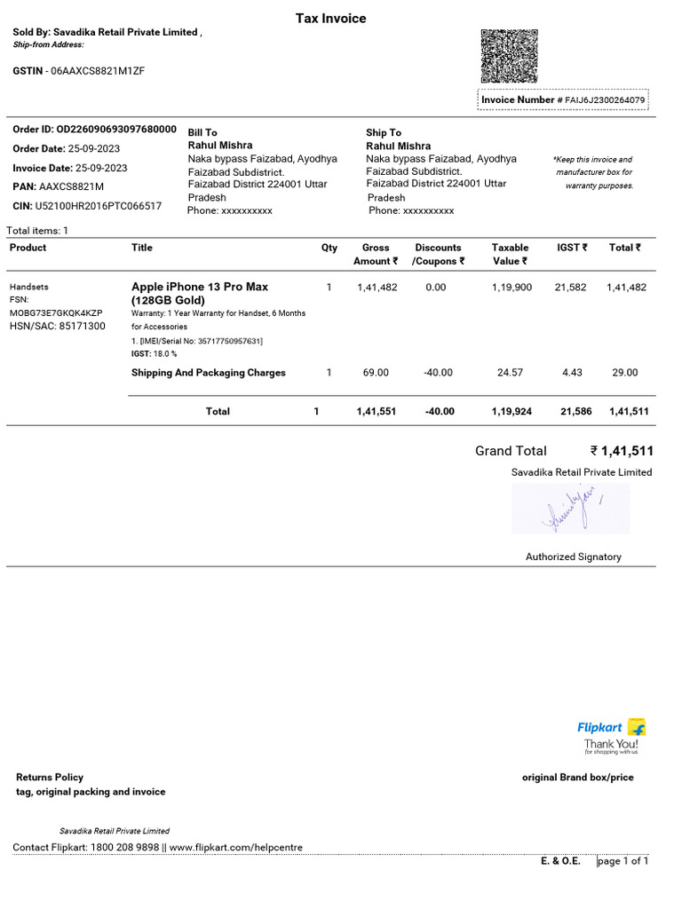 Invoices Iphone 13 Pro Max | PDF | Ios | Apple Inc. Hardware