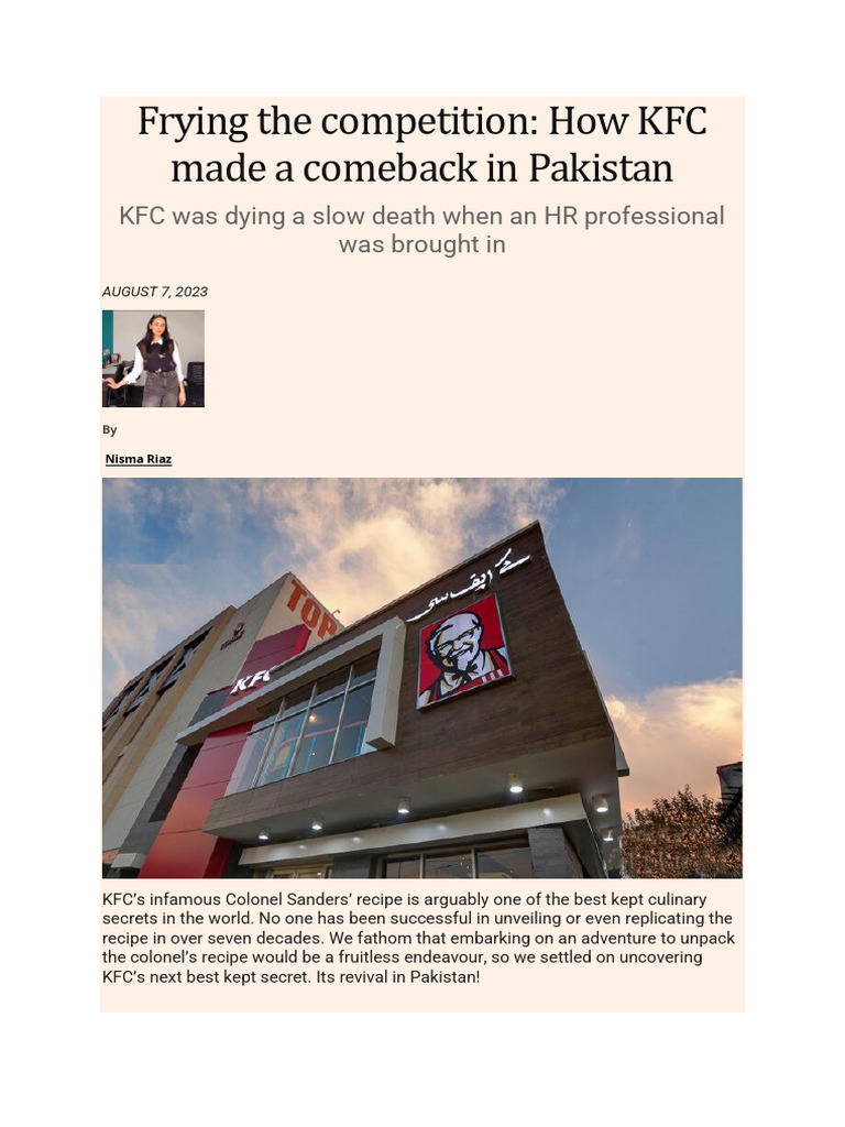 KFC Case - Frying The Competition | PDF | Brand | Mc Donald's