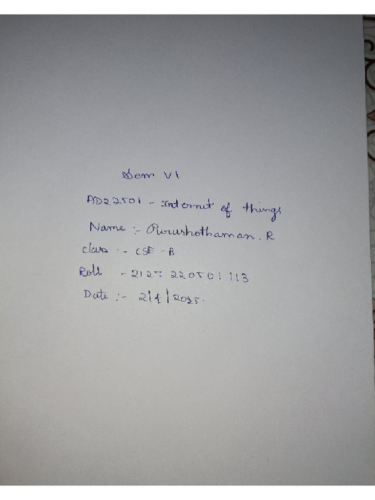 Purushothaman R Iot Assignment 2 | PDF