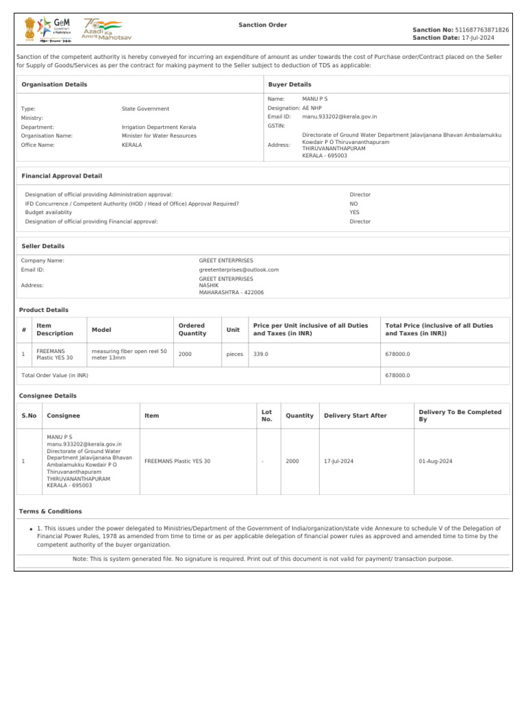 Sanction Order | PDF | Prices | Taxes
