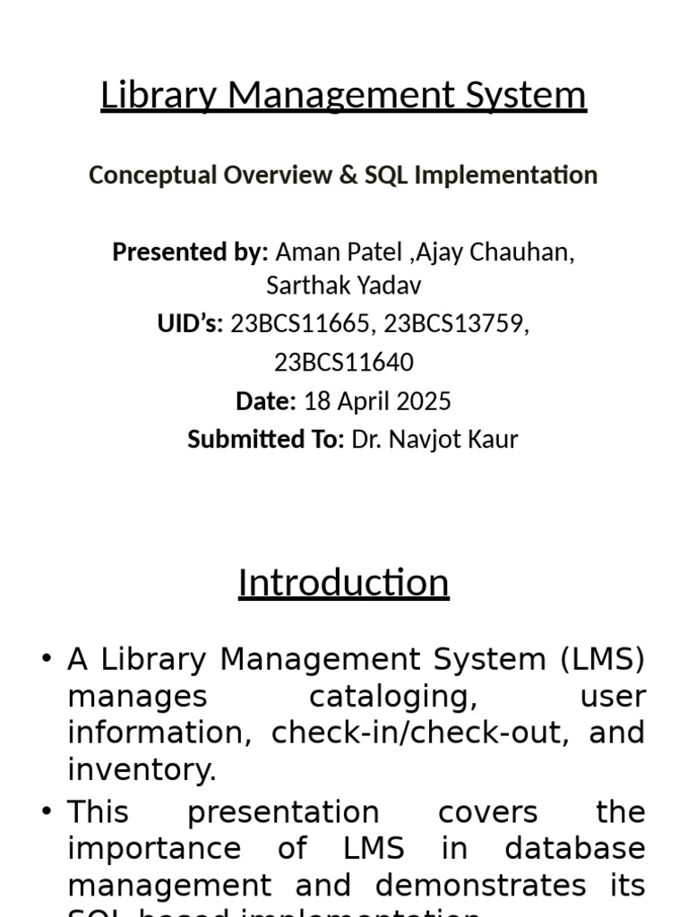 Library - Management DBMS Project | PDF | Databases | Database Transaction