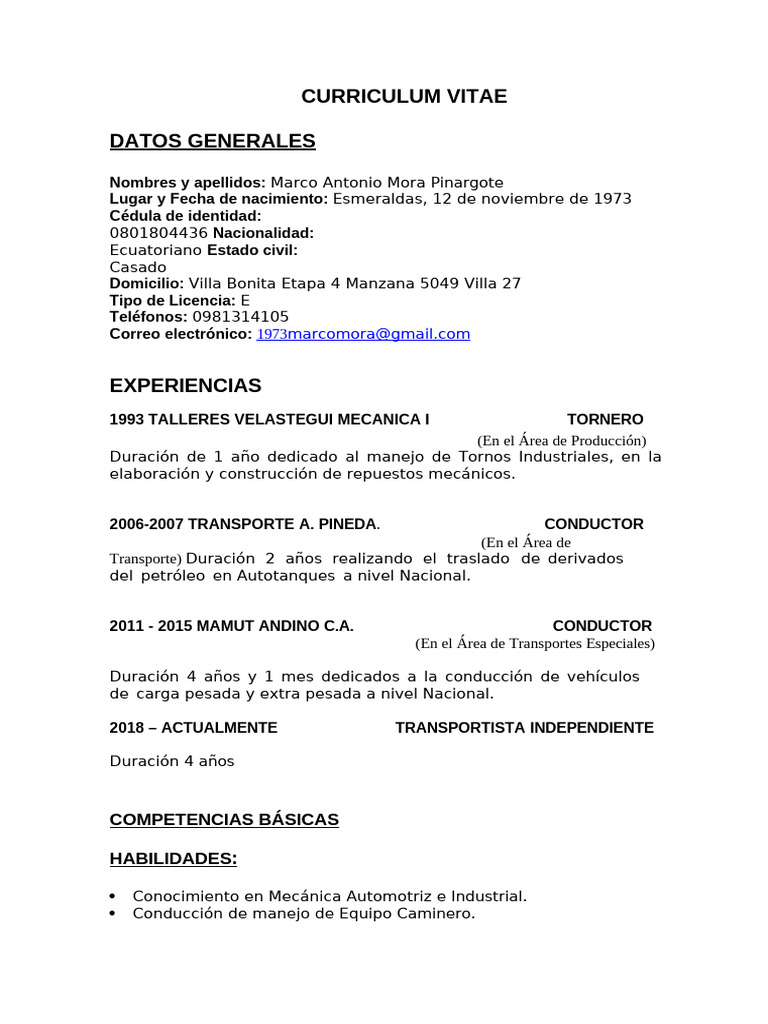Curriculum - Vitae - Marco - 1 (1) 921 | PDF