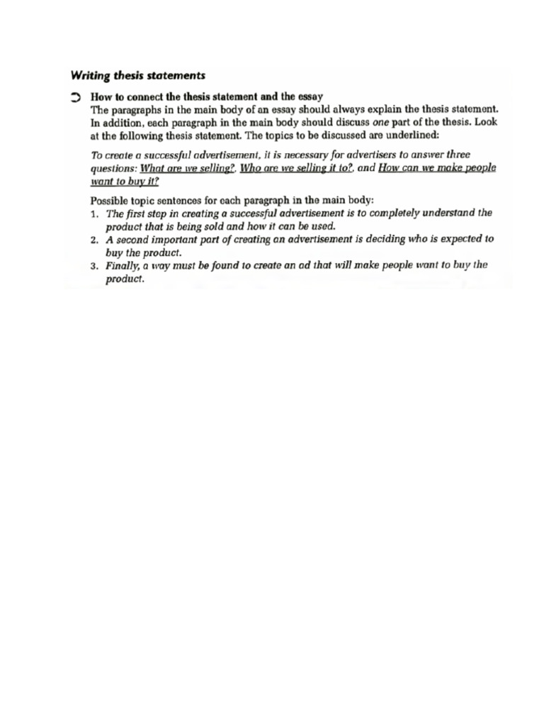 Writing The Thesis Statement | PDF
