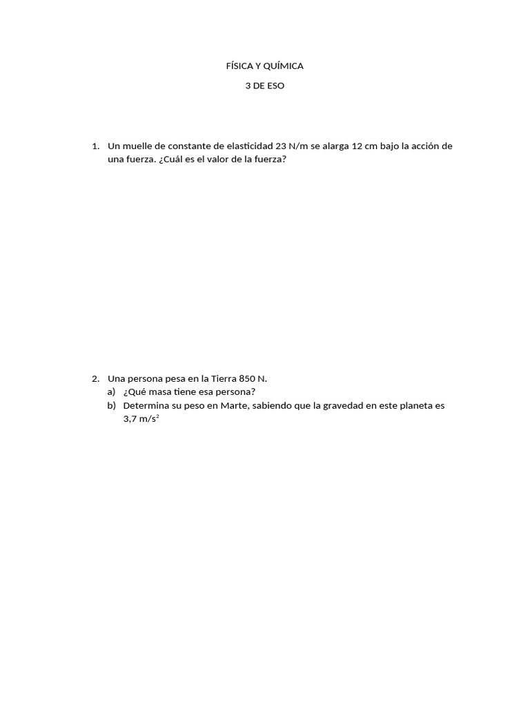 Examen Fuerzas 3º | PDF