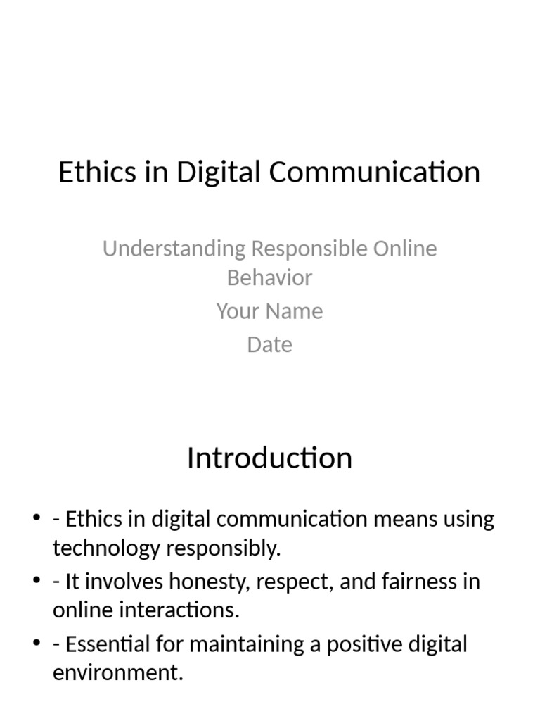 Ethics in Digital Communication Essentials | PDF
