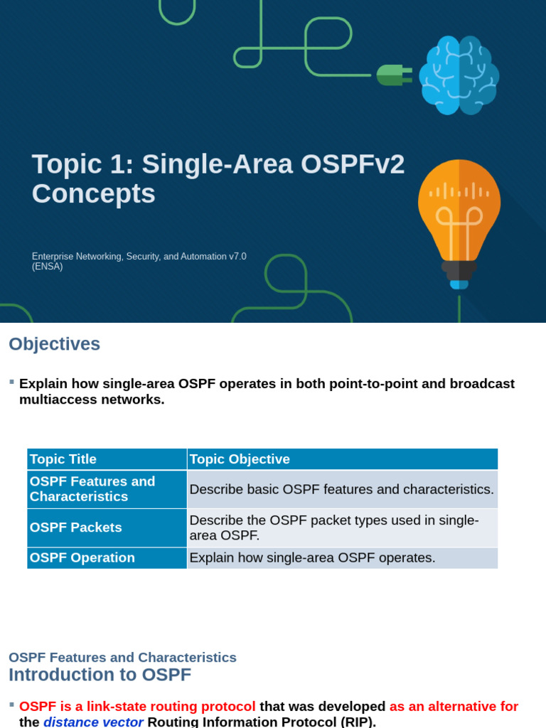 Topic 1 Single-Area OSPFv2 Concepts | PDF | Routing | Computer Science