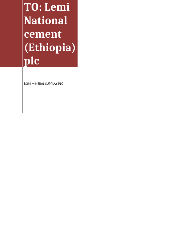 BGM PUMICE BUSINESS PLAN ON LEMI National | PDF | Marketing | Banks