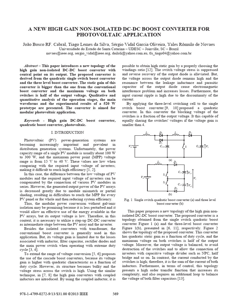 A New High Gain Non-Isolated DC-DC Boost Converter | PDF | Rectifier | Electrical Engineering