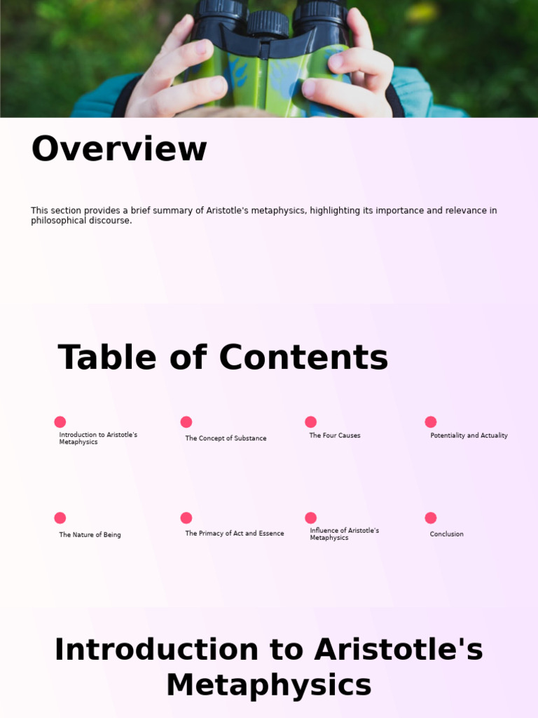 Presentation of Aristotle's Metaphysics | PDF | Metaphysics | Substance Theory