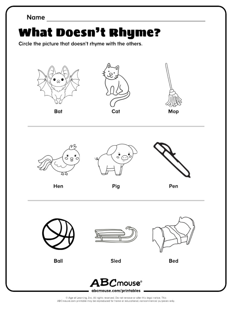 ABCMouse-What-Doesnt-Rhyme-Worksheet-2 | PDF
