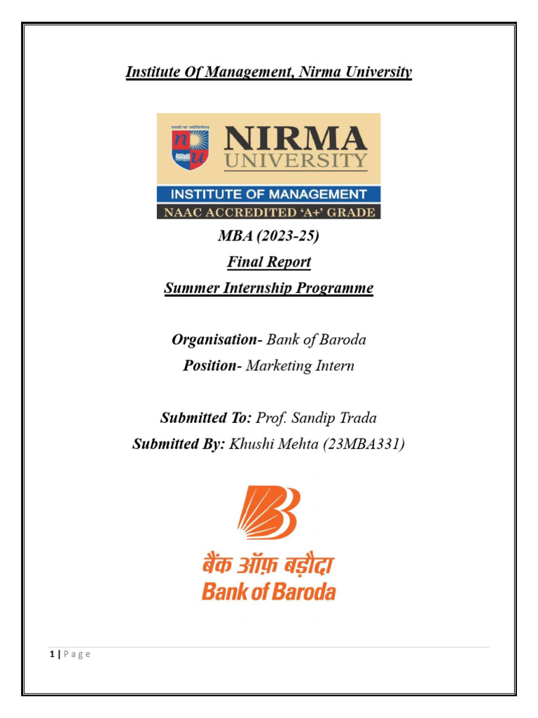 Final SIP Report Khushi Mehta 23mba331 | PDF | Banks | Credit Card