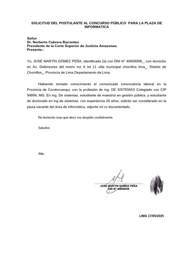 Modelo de Solicitud | PDF