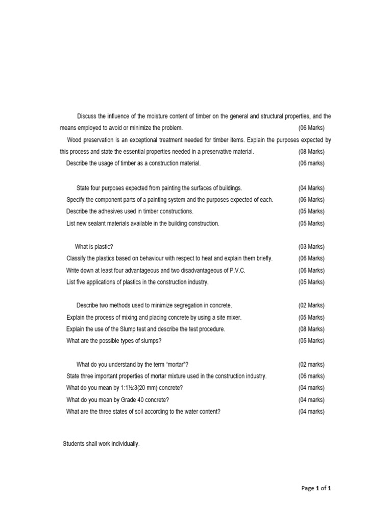 NVQ Level 6 Construction Assessment 2024 | PDF | Concrete | Lumber