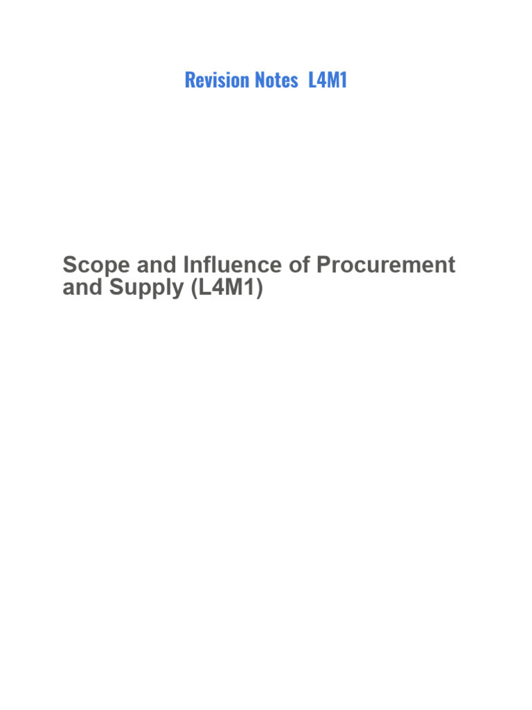 CIPS L4M1 Revision Notes | PDF | Procurement | Business