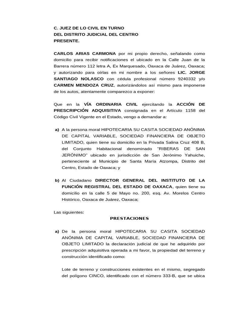 23 Carlos Arias Carmona | PDF | Posesión adversa | Propiedad