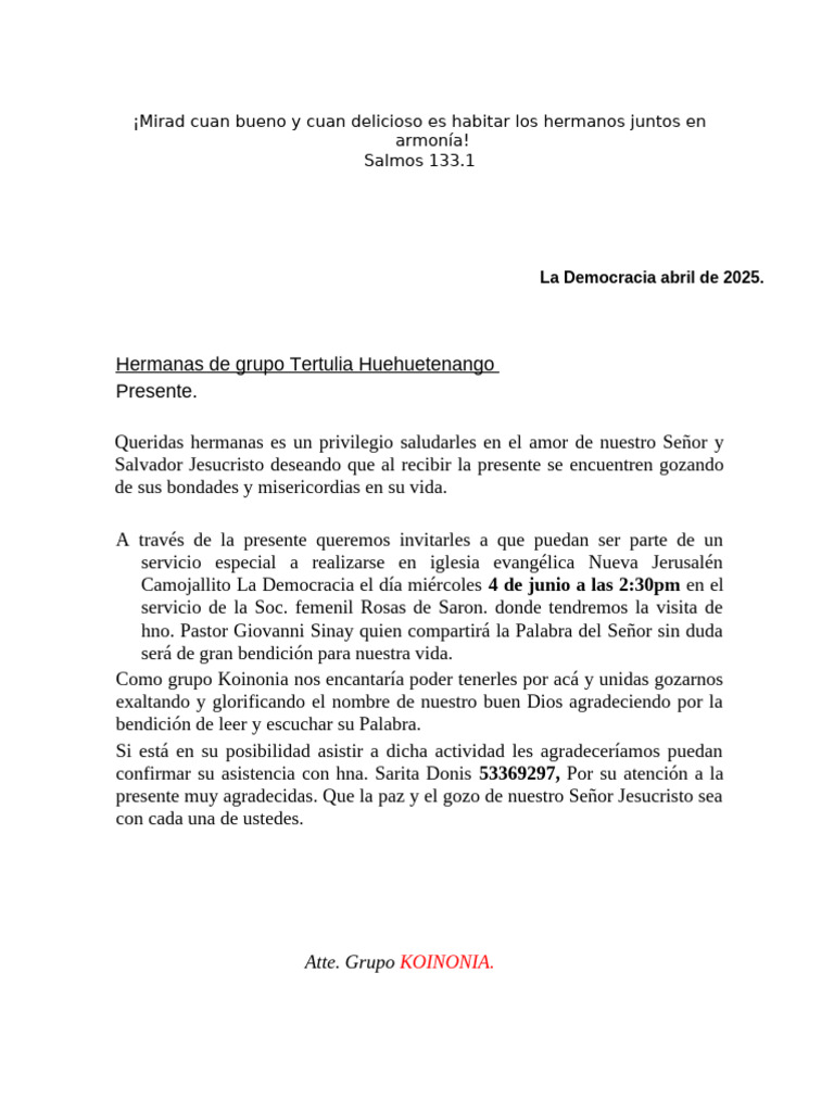 Nota de invitacion | PDF