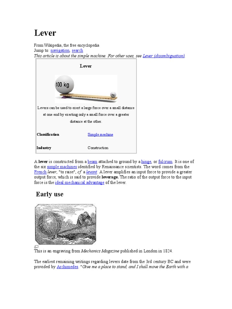 Lever | PDF | Lever | Kinematics