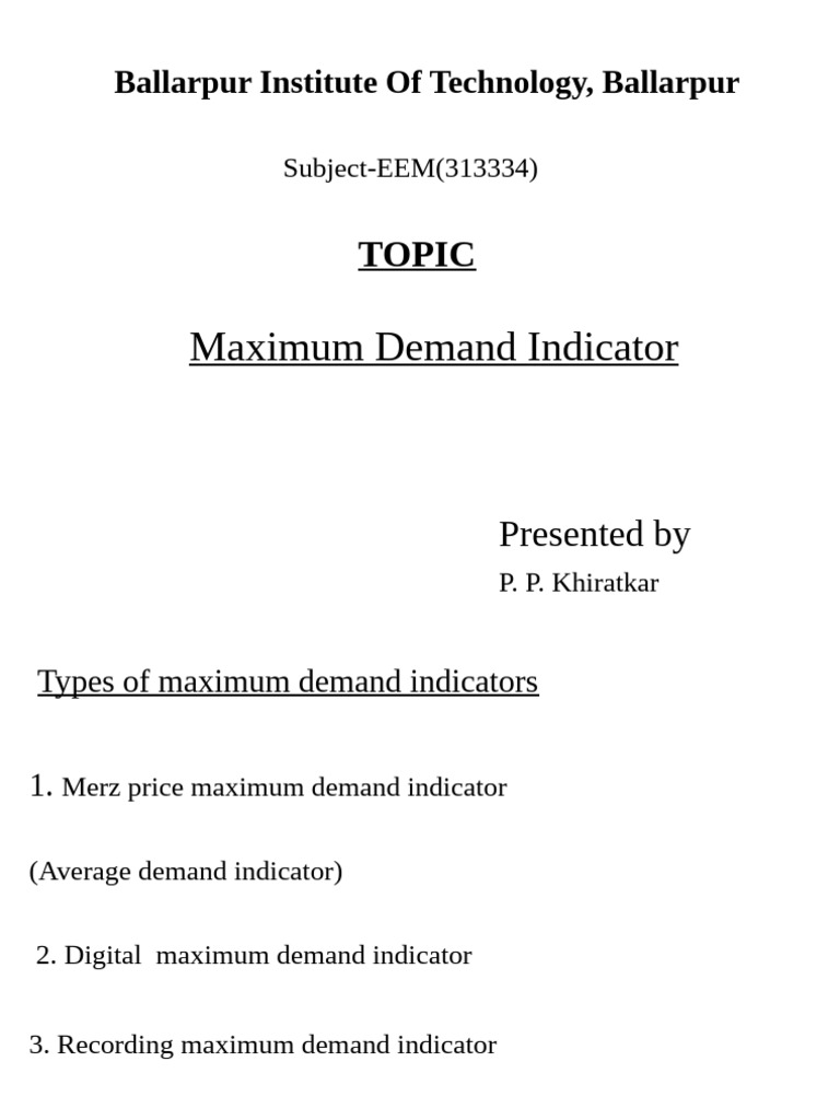 Working Principle of Maximum Demand Indicator | PDF