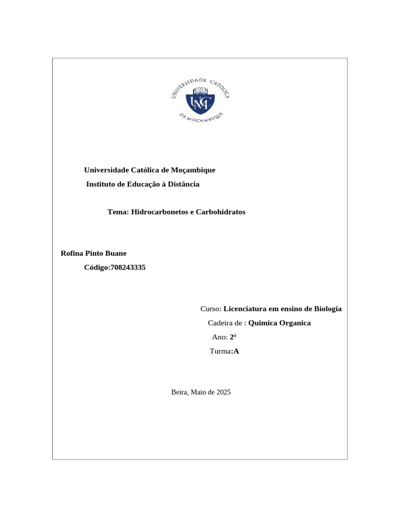 Quimica organica, rofina | PDF | Carboidratos | Aromaticidade