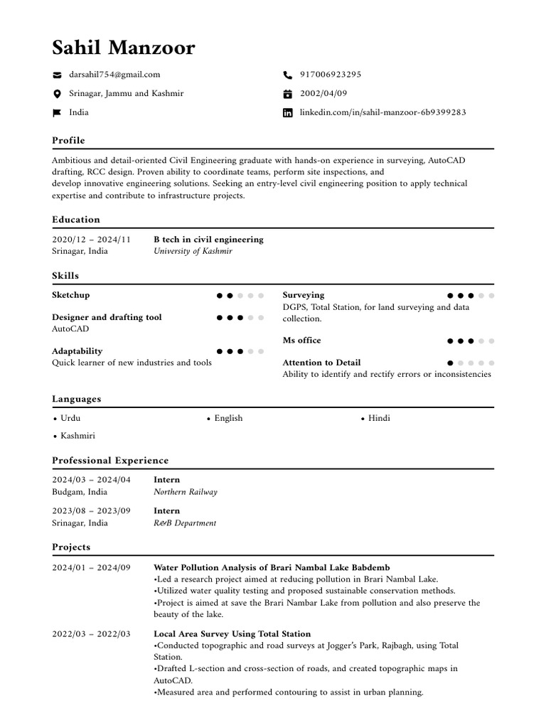 Sahil Manzoor CV Civil (1) 1 | PDF