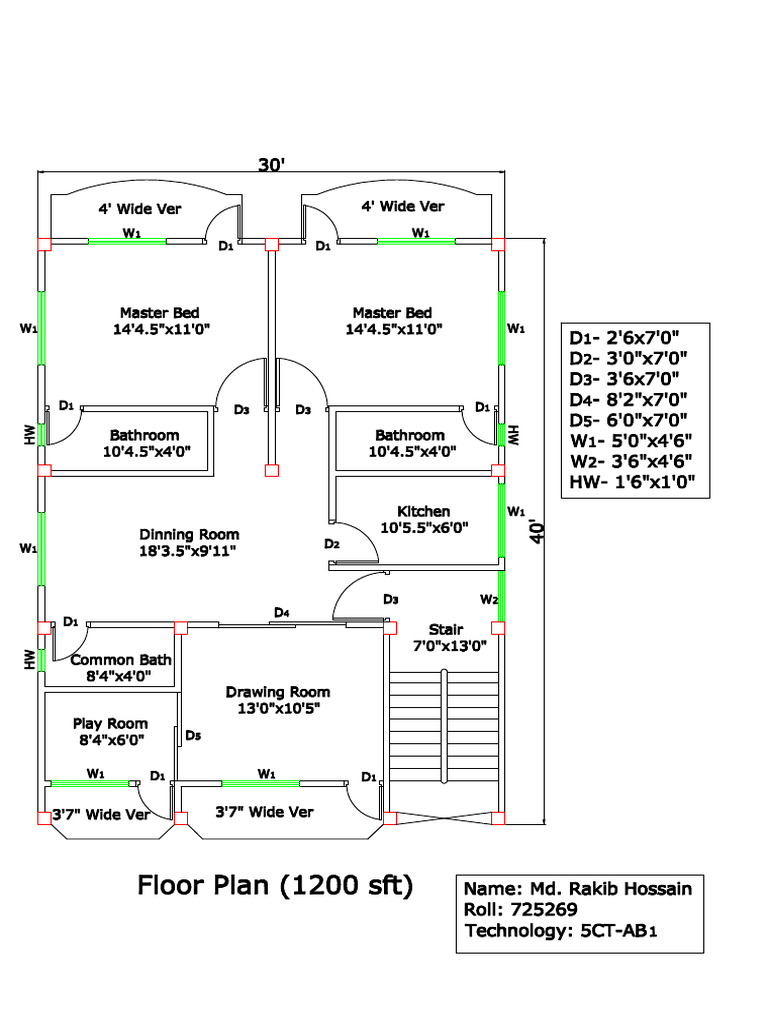 1200 SFT Floor Plan | PDF