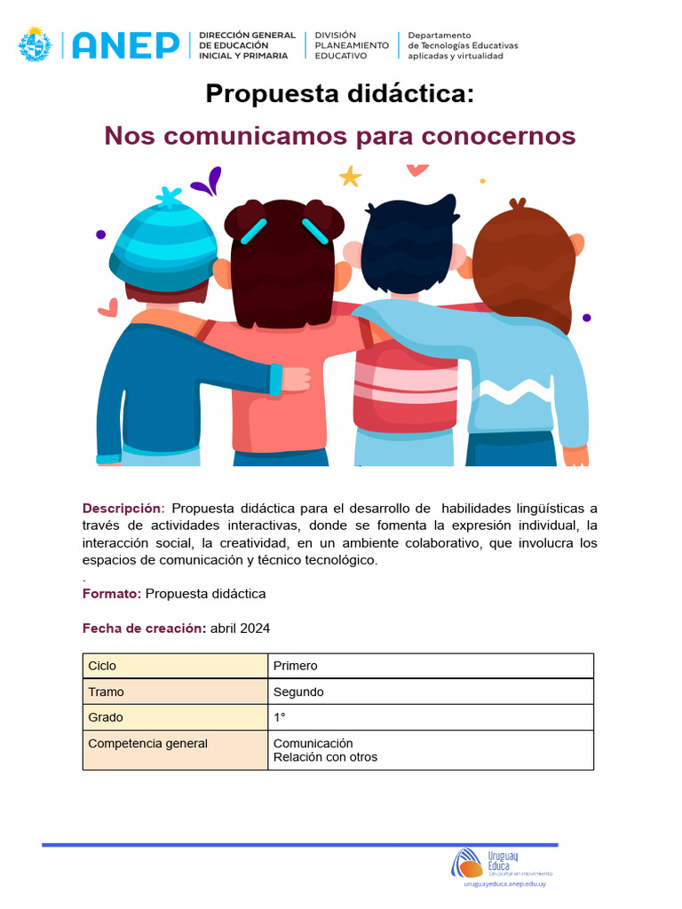 Nos Comunicamos para Conocernos (Propuesta Didáctica) - 0 | PDF | Comunicación | Aprendizaje