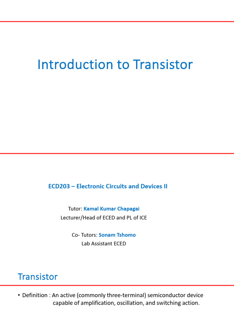 Lecture 1 - Introduction To Transistor | PDF | Transistor | Electronics