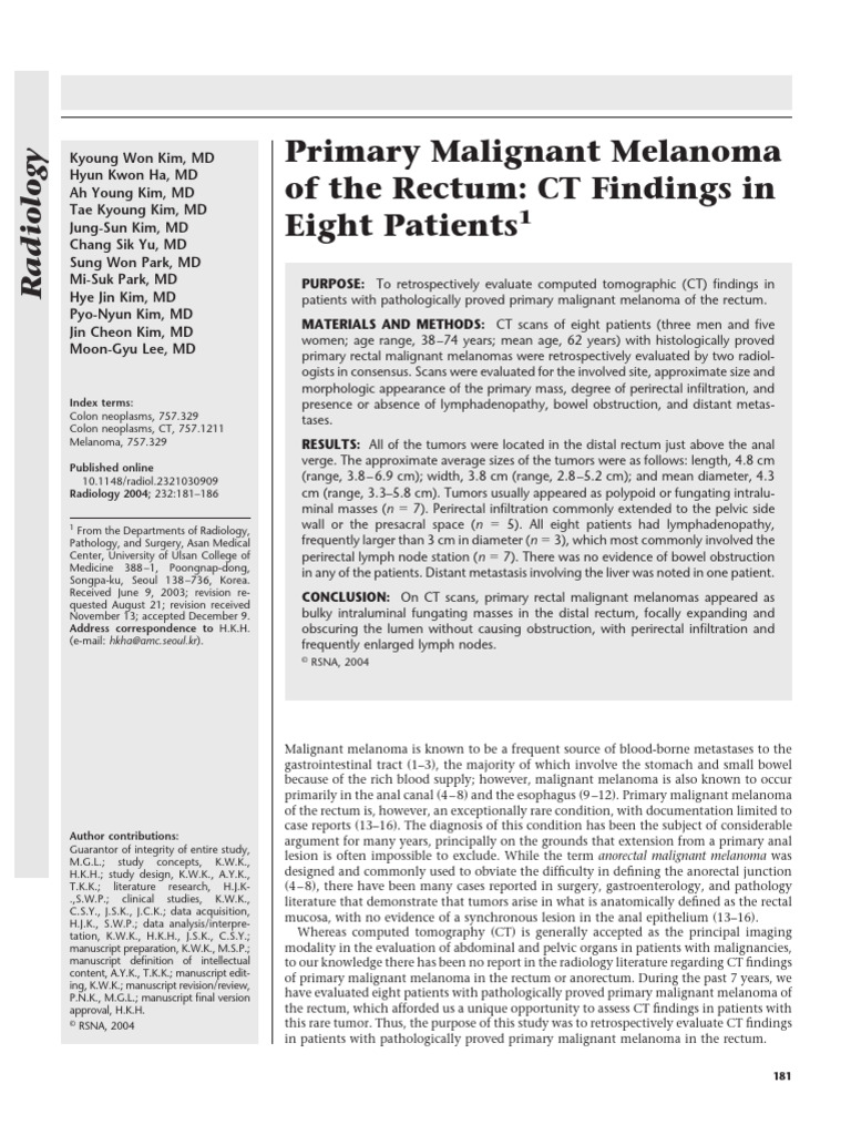 Primary Malignant Melanoma of The Rectumm | PDF | Rectum | Melanoma