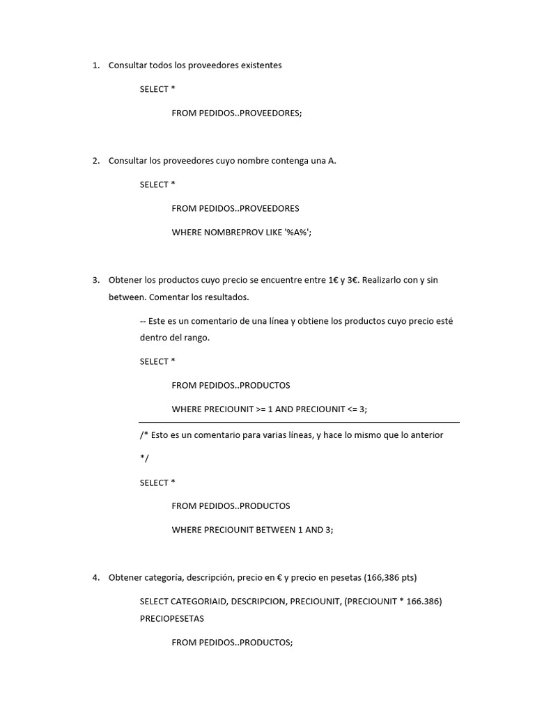 Ejercicios SQL | PDF