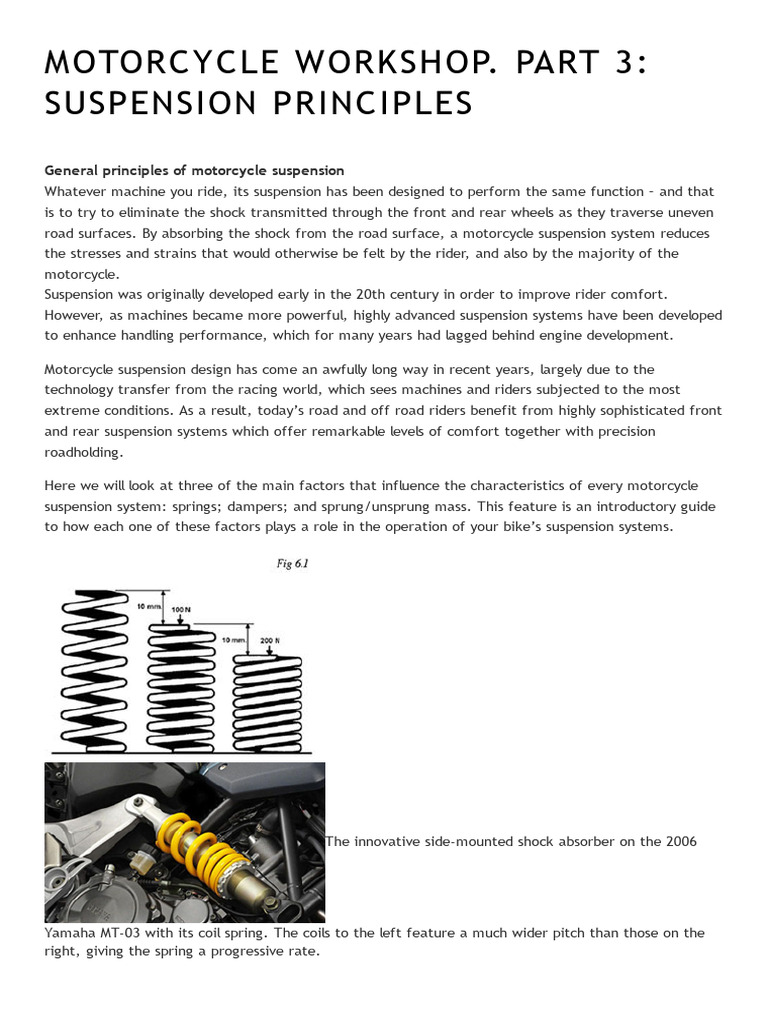 Motorcycle Workshop Part 3_ Suspension Principles | PDF | Manufactured ...