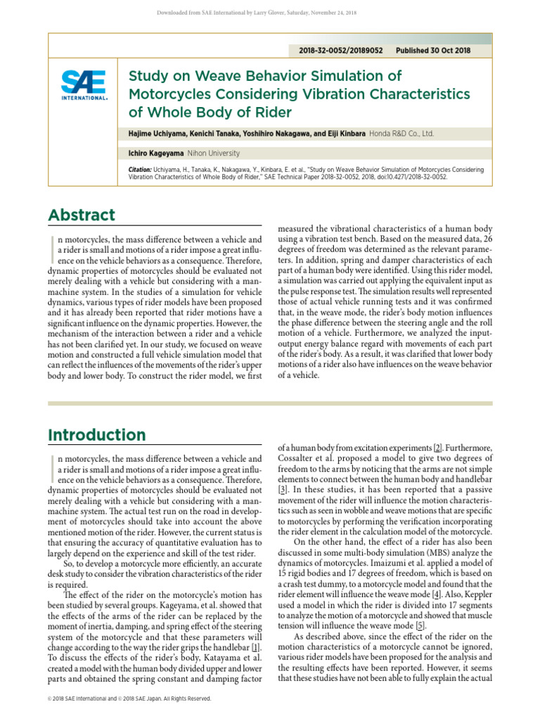 Motorcycle Weave Behavior Simulation Study | PDF | Simulation ...