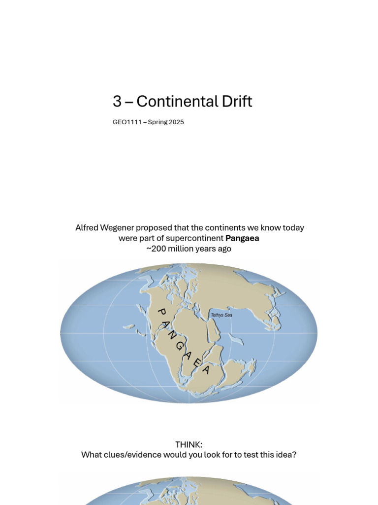 3 - Continental Drift GEO1111 | PDF | Plate Tectonics | Seabed