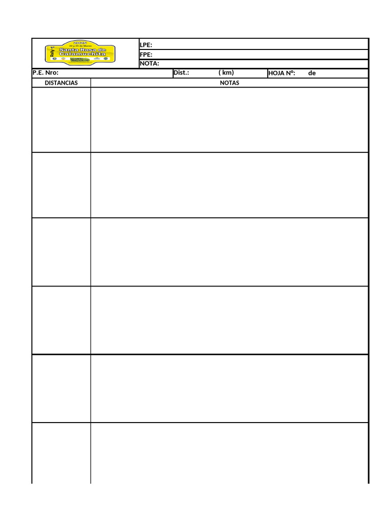 Copia de Modelo Hoja de Ruta Rally | PDF