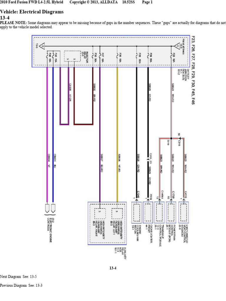 2010 Ford Fusion Hybrid Electrical Diagrams | PDF