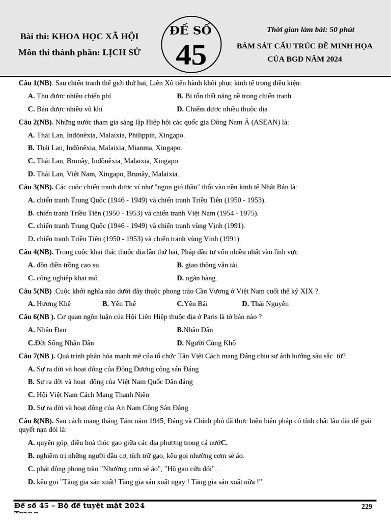 45. DE SO 45 MON LICH SU | PDF