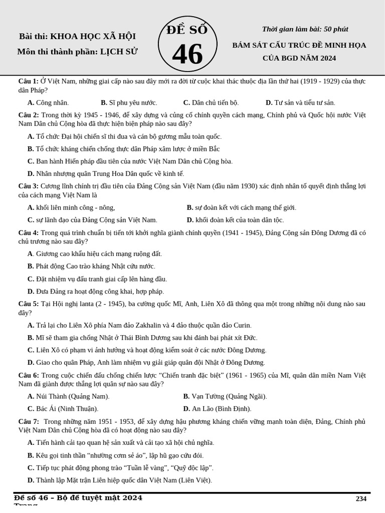 de So 46 Mon Lich Su | PDF