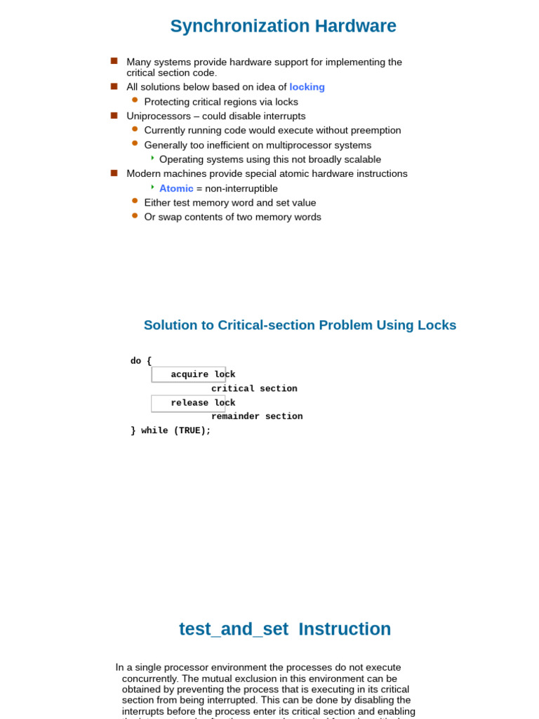 15 Synchronization Hardware 21082024 115748am 24042025 092355am | PDF | Process (Computing ...